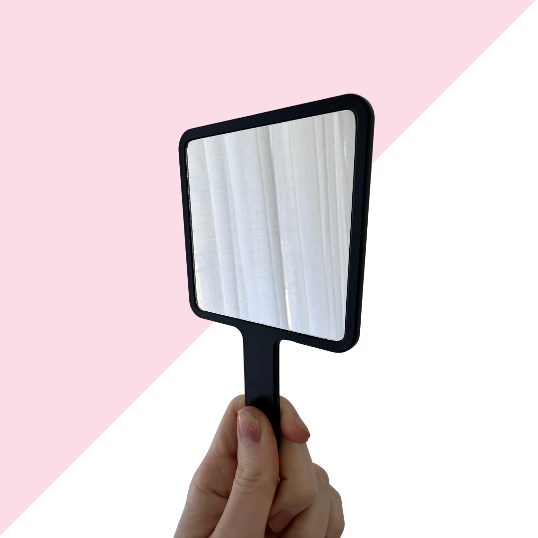 SQUARE HANDHELD MIRROR - BLACK – Savvy Lash and Brow Supplies